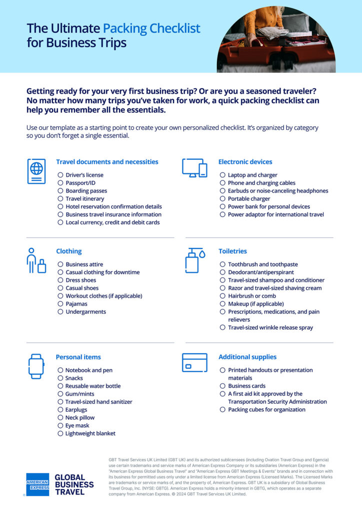 The ultimate business travel packing checklist | Amex GBT